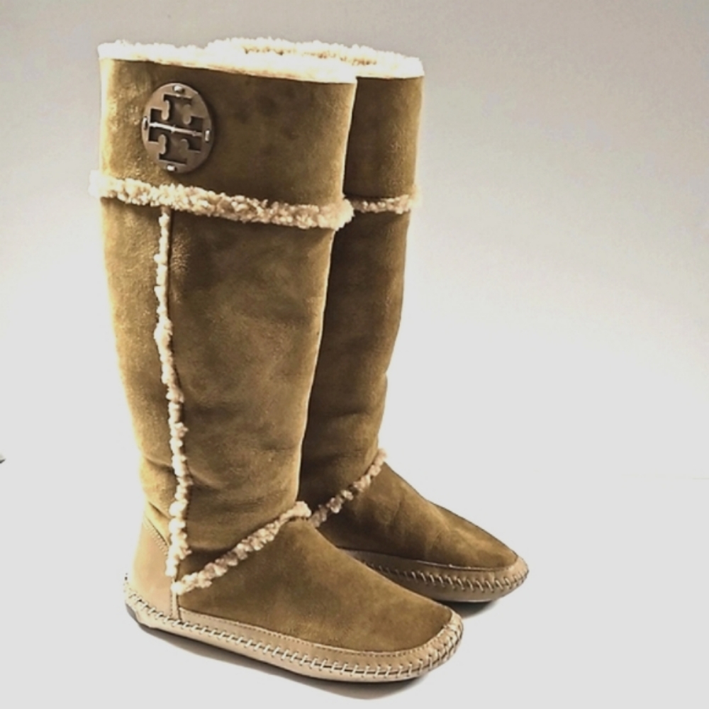 Tory Burch Amelie Suede Leather Trim Tall Boots Women… - Gem